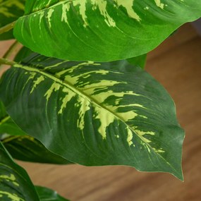 HOMCOM Velká Umělá Dieffenbachia 95 cm - Umělá Rostlina v Květináči, Umělý Strom s Umělou Trávou pro Dekoraci Obývacího Pokoje, Ložnice, Zahrady