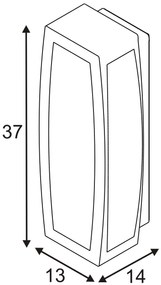 SLV 230084 Meridian box, nástěnné venkovní svítidlo se senzorem, 1x20W, stříbrnošedá, 37cm, IP54