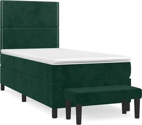 Box spring postel s matrací tmavě zelená 100x200 cm samet 3137770