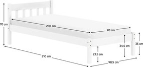 Postel s roštem 90x200, bílá, borové dřevo, MAVIL Kondela 0000402831