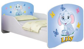 Dětská postel - Modrý sloník + jméno 140x70 cm