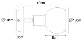 Bodové svítidlo Art Deco černé s kouřovým sklem a dřevem - Vidro