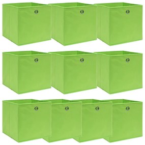Úložné boxy 10 ks zelené 32 x 32 x 32 cm textil 288371