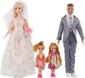 TEDDIES Panenka nevěsta a ženich s rodinou / 30 cm / Plast / Sada 4 fi