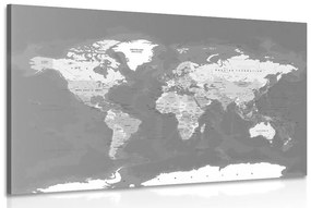 Obraz stylová vintage černobílá mapa světa - 90x60 cm