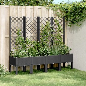 Zahradní truhlík s treláží černý 160 x 40 x 142 cm PP