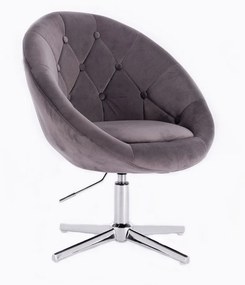 LuxuryForm DESIGN Otočné křeslo VERA VELUR na stříbrném kříži - tmavě šedé