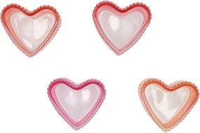 4ks růžový mix skleněný svícen srdce Love Hearts - 7*8 cm