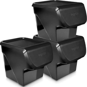 VILDE Úložný box na brambory a cibuli s větráním, VEGBOX černý (14l - 10kg brambor)