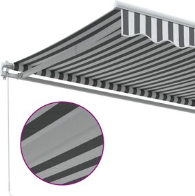Ručně zatahovací markýza antracitová a bílá 400 x 350 cm 3215792