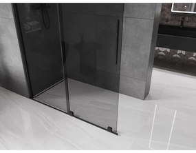 Mexen Velar, sprchová zástěna s posuvnými dveřmi Walk-in 130 x 200 cm, 8mm šedé sklo, černá matná, 871-130-000-43-70