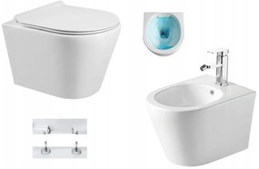 Mexen RICO Rimless, závěsná WC mísa se sedátkem + bidet, bílá, 30724000+35724800