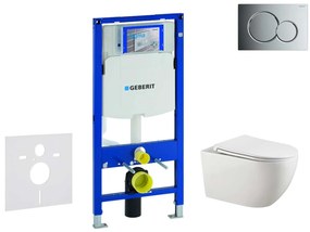 Geberit Duofix - Set předstěnové instalace, klozetu Gaia a sedátka softclose, tlačítko Sigma01, lesklý chrom SANI11CA1132