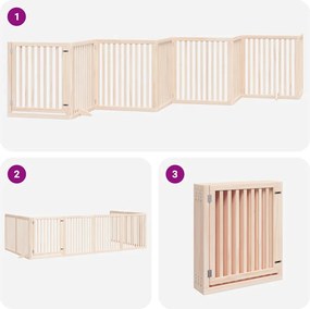 Zábrana pro psy s dvířky skládací 8 panelů 640 cm topol 3155670