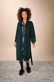 Pip Studio Naomi Kimono Velvet Little Sumo Stripe, modro-zelené (Bavlněné sametové kimono)