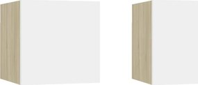 vidaXL Noční stolky 2 ks 30,5 x 30 x 30 cm kompozitní dřevo [3079728] Barva: bílá a dub sonoma