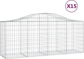 Klenuté gabionové koše 15ks 200x50x80/100 cm pozinkované železo 3145632
