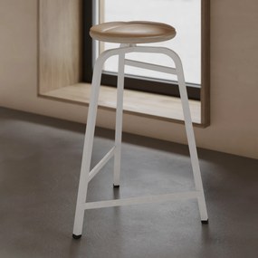 NORTHERN Barová židle Treble Stool, White / Light Oak, Leather