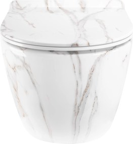 Rea Carter Tornado, závěsná WC mísa 49x37x35 cm + WC sedátko, imitace kamene-Aiax Shiny, REA-C6390