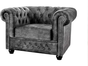 Designové křeslo Chesterfield antik šedé