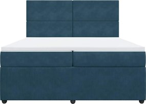 Box spring postel s matrací tmavě modrá 200x200 cm samet 3292428