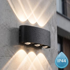 Toolight Toolight, JNH040-6G, venkovní LED nástěnné svítidlo nahoru/dolů, 6 LED, 12 W, 4000 K, IP44, černá matná, OSW-56231