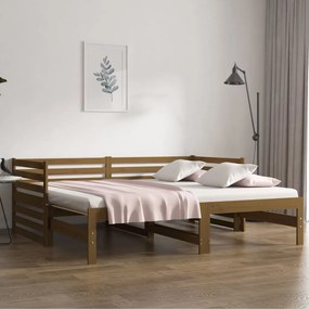 Výsuvná postel medově hnědá 2x (90 x 190 cm) masivní borovice,  814672