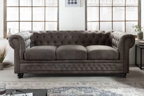 (2909) INGLESE Chesterfield trojsed vintage šedá/taupe