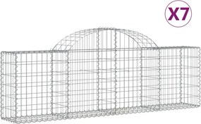 Klenuté gabionové koše 7 ks 200x30x60/80 cm pozinkované železo 3146073