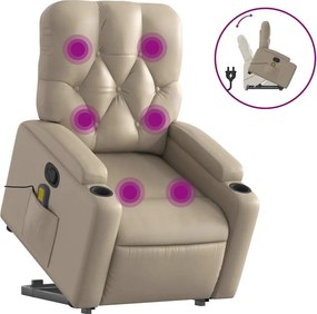Zvedací masážní polohovací křeslo cappuccino umělá kůže 3204785