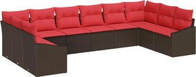 Set pohovek 10 ks Hnědá polyratan 3346904