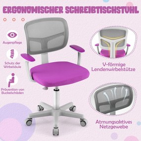 Costway Dětská židle k psacímu stolu Dětská počítačová židle s – fialová