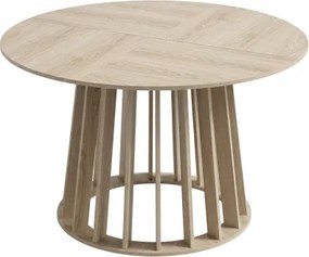 HOMCOM Kulatý jídelní stůl pro 4–6 osob, Ø 120 x 75 cm, kuchyňský stůl s robustní lamelovou nohou, přírodní dřevo