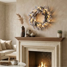 Vánoční věnec Zasněžený 50 LED 60 cm