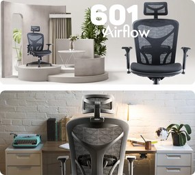 Ergonomická kancelářská židle MOSH Airflow 601 - černá