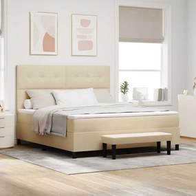 Postel s boxspringem s čelo Krémová 180 x 200 cm textil 3344091