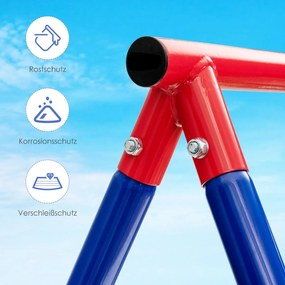 Costway Robustní kovová houpačka Rám zahradní houpačka A-frame červená +, modrý