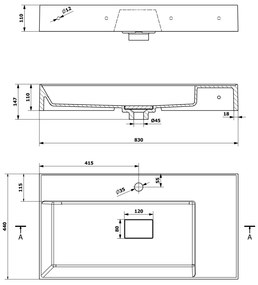 Sapho, GODIVA umyvadlo 83x44cm, litý mramor, bílá, GU083L