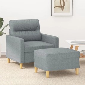 Křeslo s podnožkou světle šedé 60 cm textil 3201065