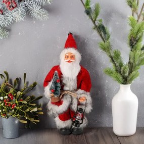 Vánoční dekorace Santa Claus se sáňkami a lyžemi 30 cm