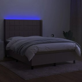Box spring postel s matrací a LED taupe 140x200 cm textil 3138321