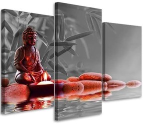 Obraz na plátně třídílný Buddha Feng Shui náboženství - 60x40 cm