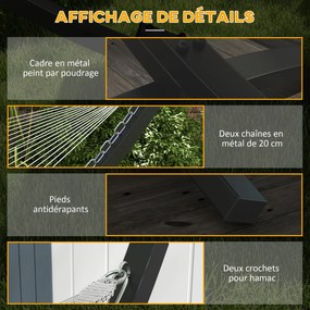 Outsunny Kovový Stojan na Hammock, Pevná Podpora, 360 cm Délka pro Hammoky 270 až 330 cm, Šedý | Aosom