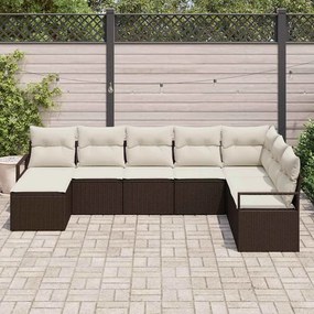 Set pohovek 8 ks Hnědá a krémová polyratan 3355167