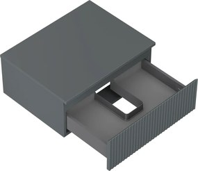 Mexen Rivel, koupelnová skříňka 60 cm s pracovní deskou, 1 zásuvka, drážkovaná, grafitová matná, 91A20-06023-1-BFC66