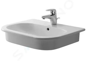 DURAVIT - D-Code Umyvadlo zápustné, 545x435 mm, s přepadem, s otvorem pro baterii, bílá (0337540000)