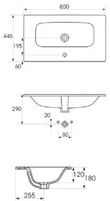 Cersanit S801-539 - Závěsná koupelnová skříňka s umyvadlem NIKO 80x45 cm ořech