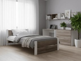 Postel IKAROS DOUBLE 80 x 200 cm, bílá/dub lanýž Matrace: Matrace Coco Maxi 20 cm, Rošt: Bez roštu
