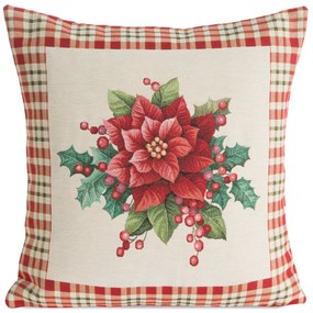 VÁNOČNÍ GOBELÍNOVÁ DEKORAČNÍ POVLAK NA POLŠTÁŘ MERRY 45X45 CM VZOROVANÁ