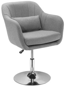 HOMCOM otočná židle, výškově nastavitelná otočná židle, akcentní židle v retro designu, polohovací křeslo s opěradlem do obývacího pokoje, lněné, šed…